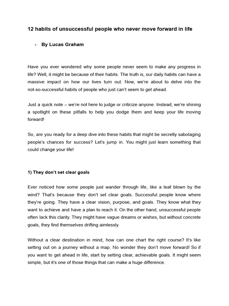 Habbits of Unsuccessful People - Lucas Graham | PDF | Procrastination ...