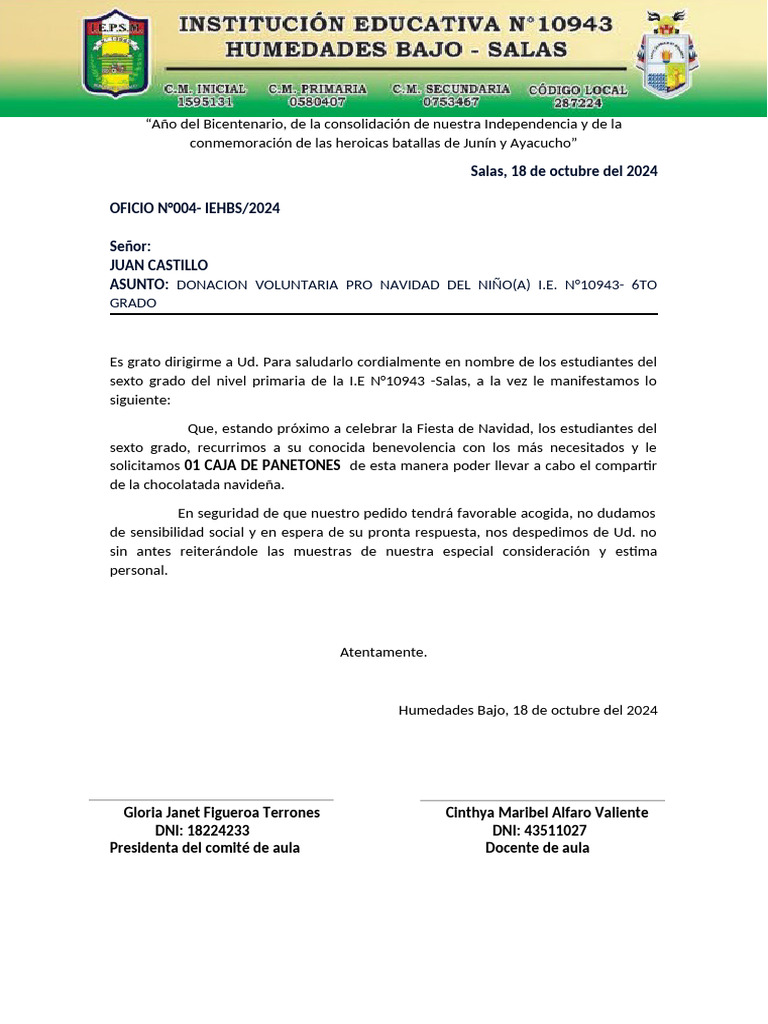 Oficio Navidad | PDF