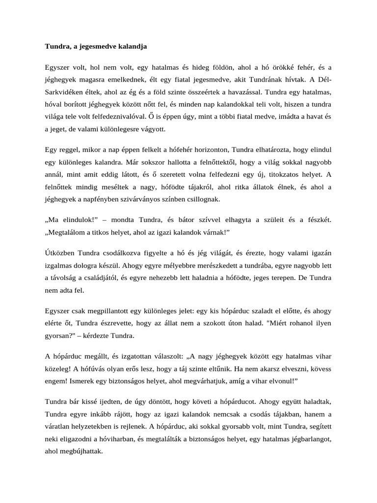 Tundra, a jegesmedve - mese | PDF
