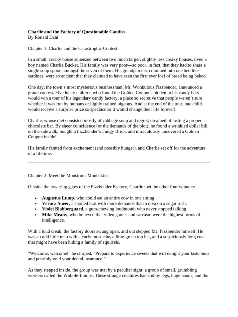 Charlie and The Factory of Questionable Candies | PDF | Candy | Foods