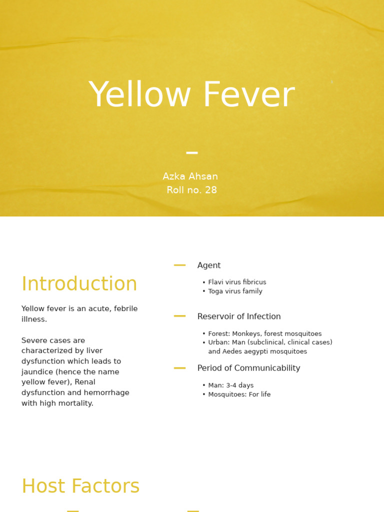 Yellow Fever Overview & Control | PDF | Yellow Fever | Fever
