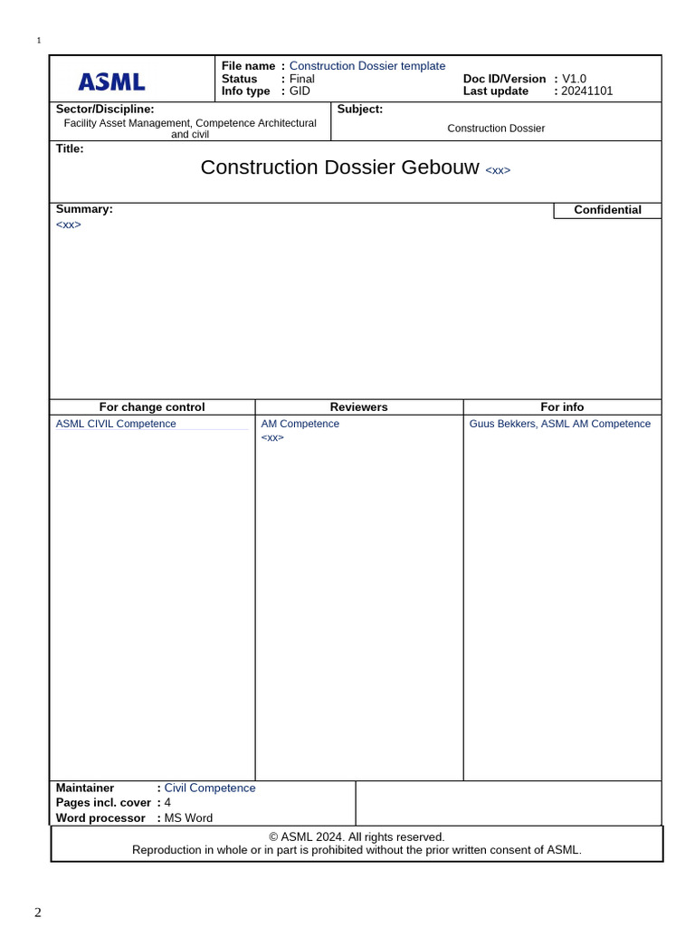 Construction Dossier Template V1.0 | PDF | Software
