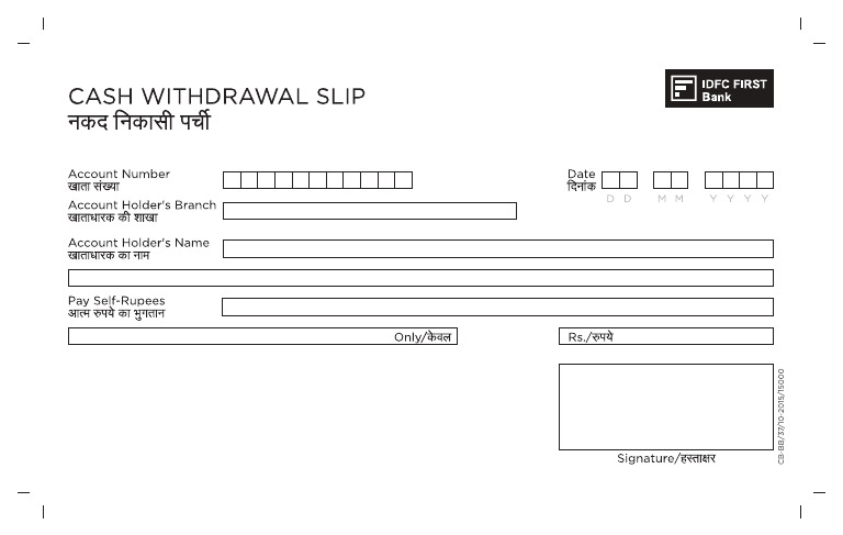 Cash Withdrawal Slip | PDF