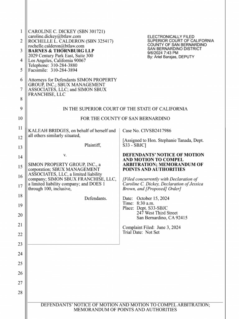 Motion To Compel Arbitration - San Bernardino | PDF | Arbitration | Class Action