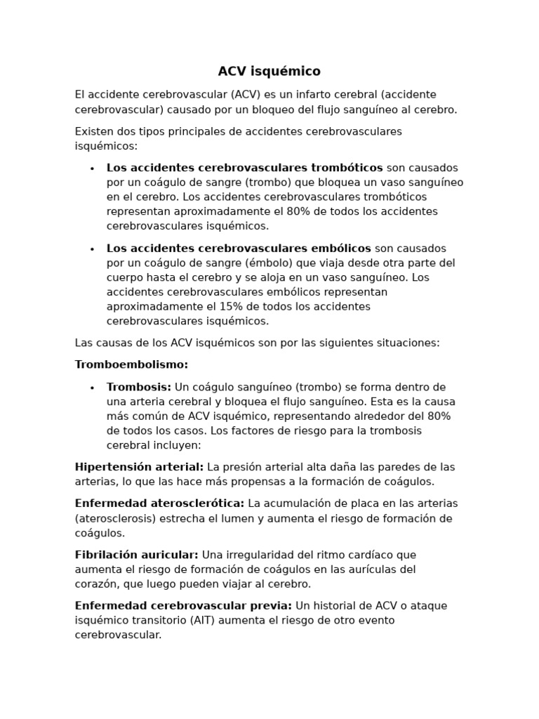 ACV Isquémico (Recuperado Automáticamente) | PDF | Carrera | Trombo