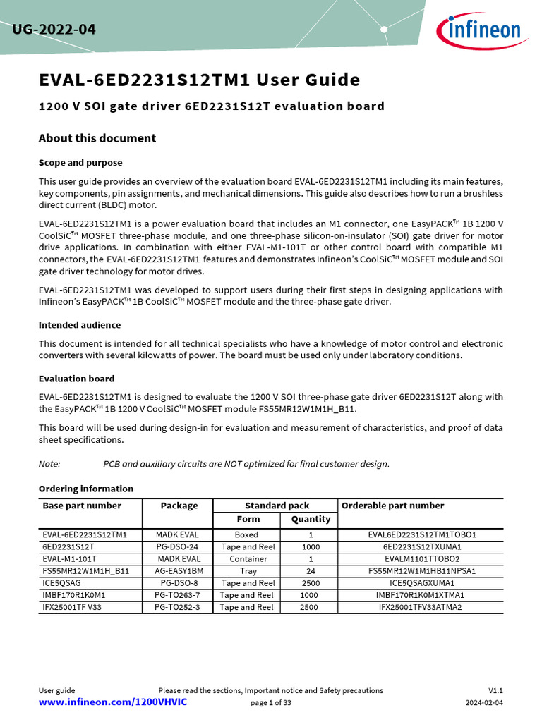 Infineon-UG-2022-04_EVAL-6ED2231S12TM1-UserManual-v01_01-EN (2) | PDF | Power Inverter | Power ...