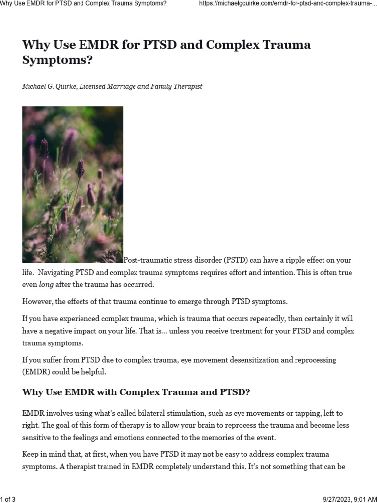 Why Use EMDR for PTSD and Complex Trauma Symptoms | PDF | Psychological ...