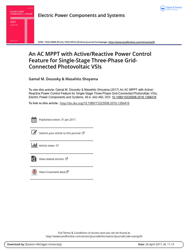 An Ac MPPT With Active/Reactive Power Control Feature For Single-Stage Three-Phase Grid ...