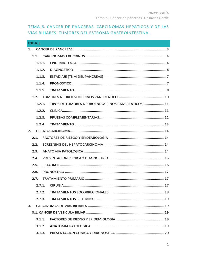 TEMA 8 Onco Cancer de Pancreas | PDF | Cáncer de páncreas | Páncreas