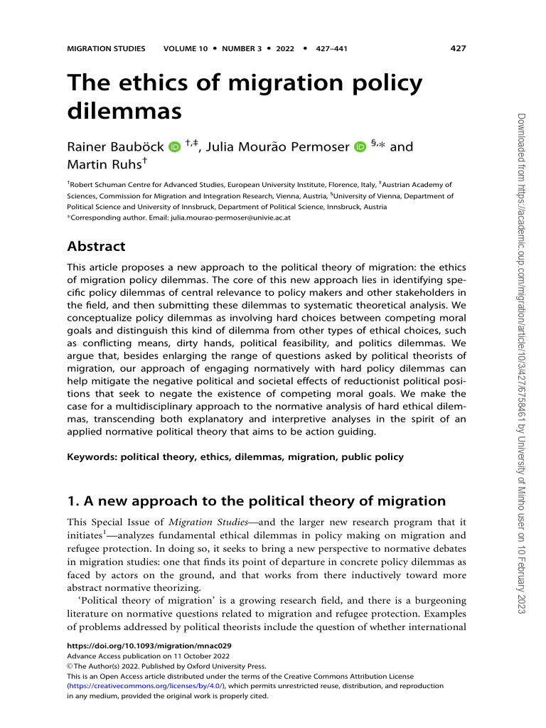 Ethics of Migration Policy Dilemmas | PDF | Immigration | Policy