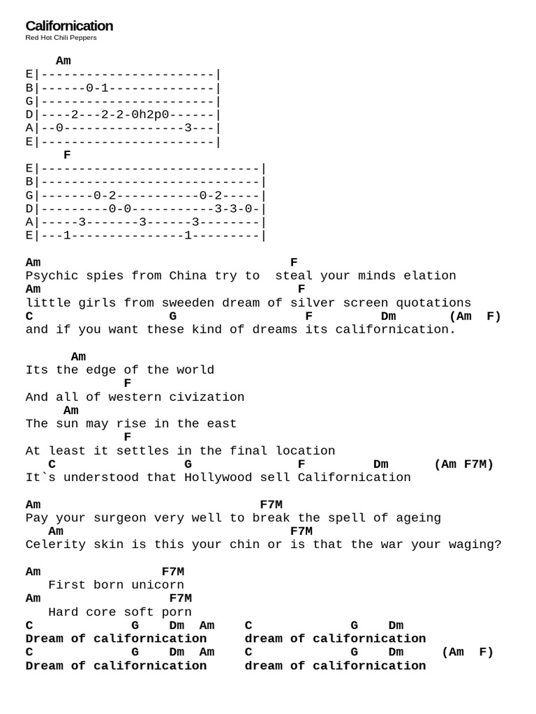 Californication PDF Funk Music