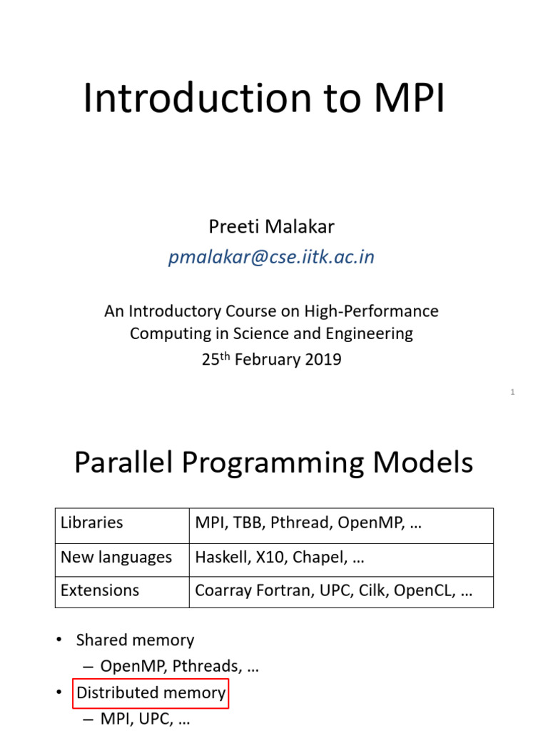 Introduction To C Mpi Pm Pdf Message Passing Interface Software Engineering
