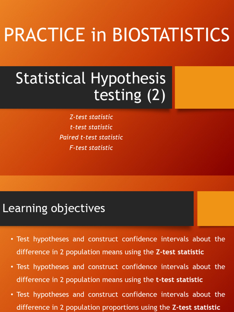 Week 4 - Statistical hypothesis testing (2)(1) | PDF | Student's T Test ...