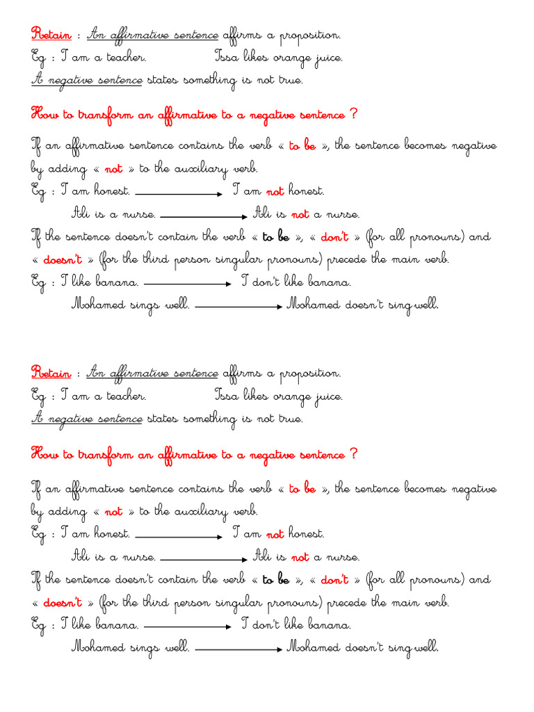 Affirmative and Negative | PDF