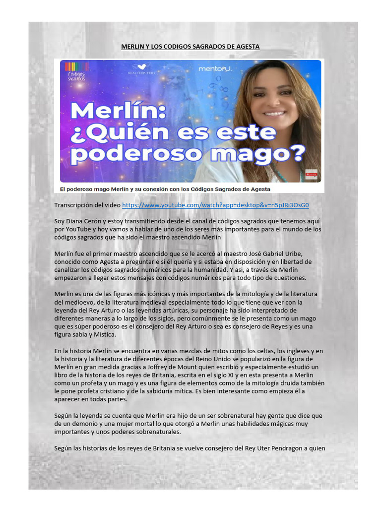 Merlin y Los Codigos Sagrados de Agesta Diana Ceron | PDF | Esmerejón | Amor