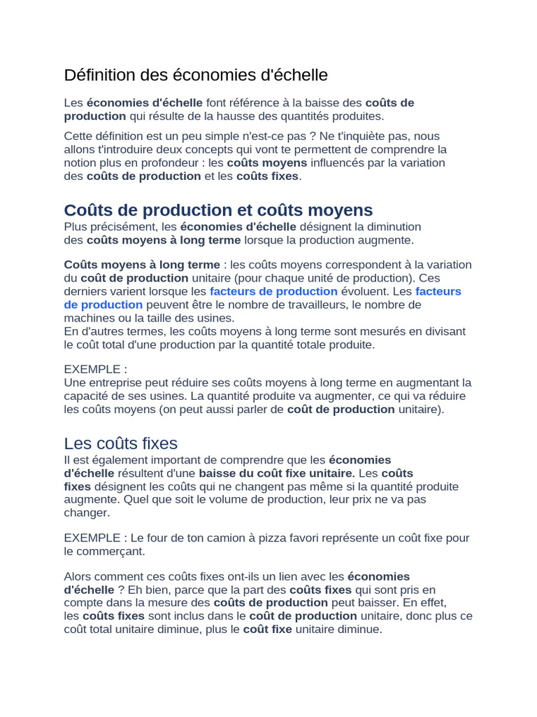 Définition des économies d'échelle | PDF | Économie d'échelle | Business