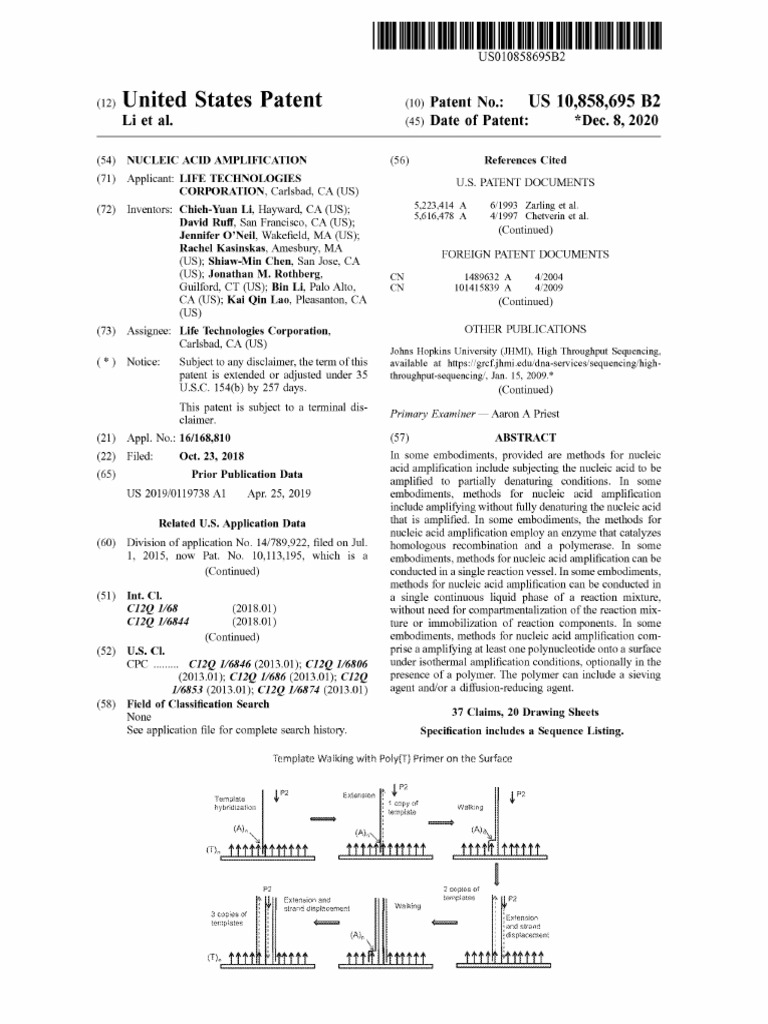 US10858695 - Nucleic Acid Amplification | PDF | Polymerase Chain Reaction | Dna Sequencing