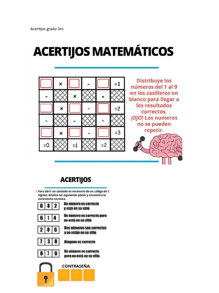 Acertijos Grado 3ro | PDF