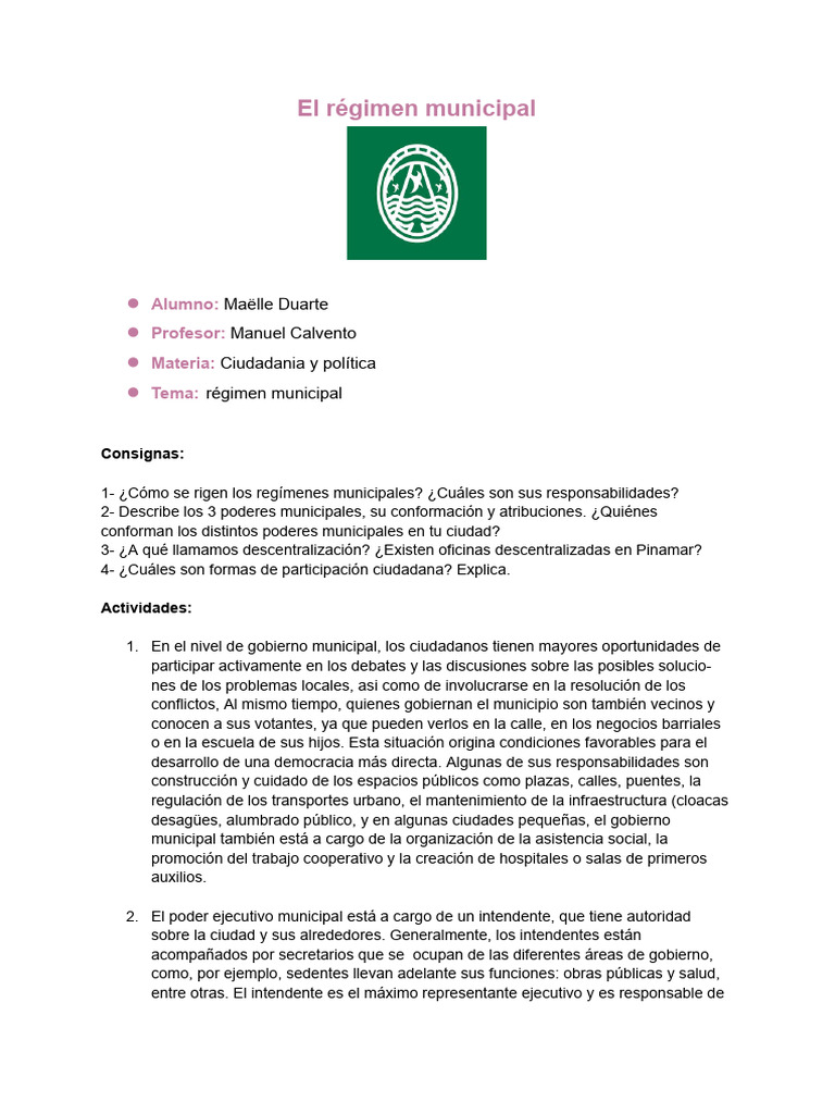 Municipalidad 2 | PDF | Participación pública | Gobierno local
