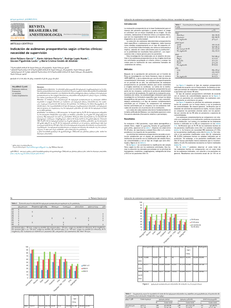 Exámenes Preoperatorios: Costos y Criterios Clínicos | PDF | Medicina | Medicina CLINICA