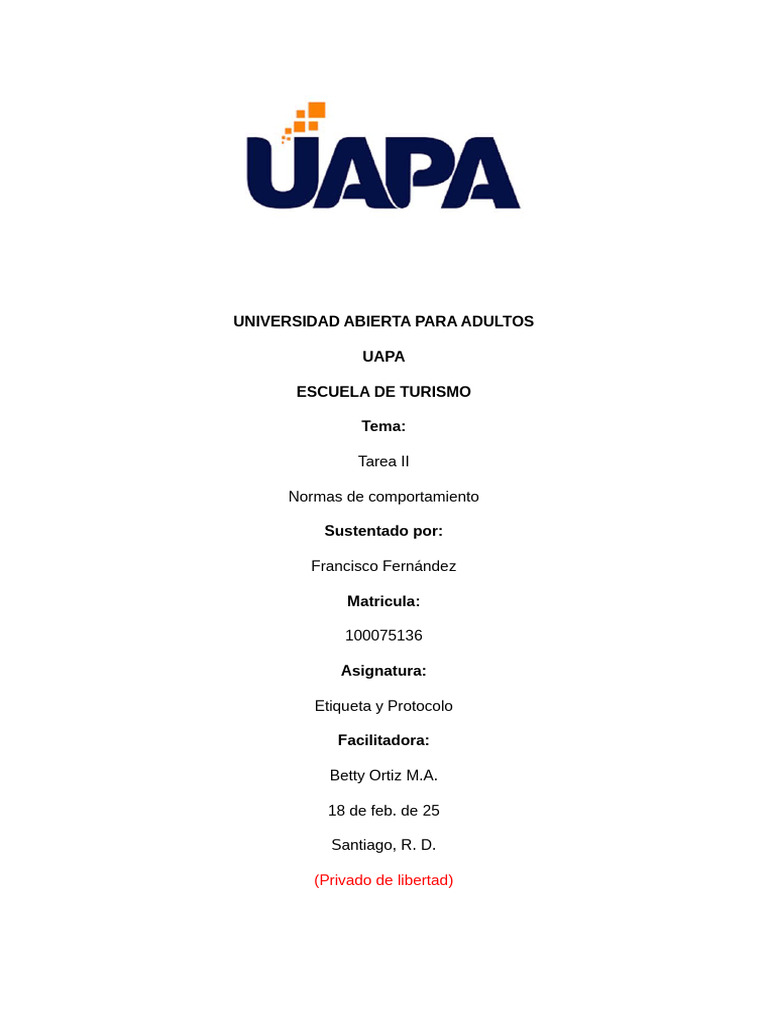 Tarea 2 de Etiqueta y Protocolo | PDF | Etiqueta | Comportamiento