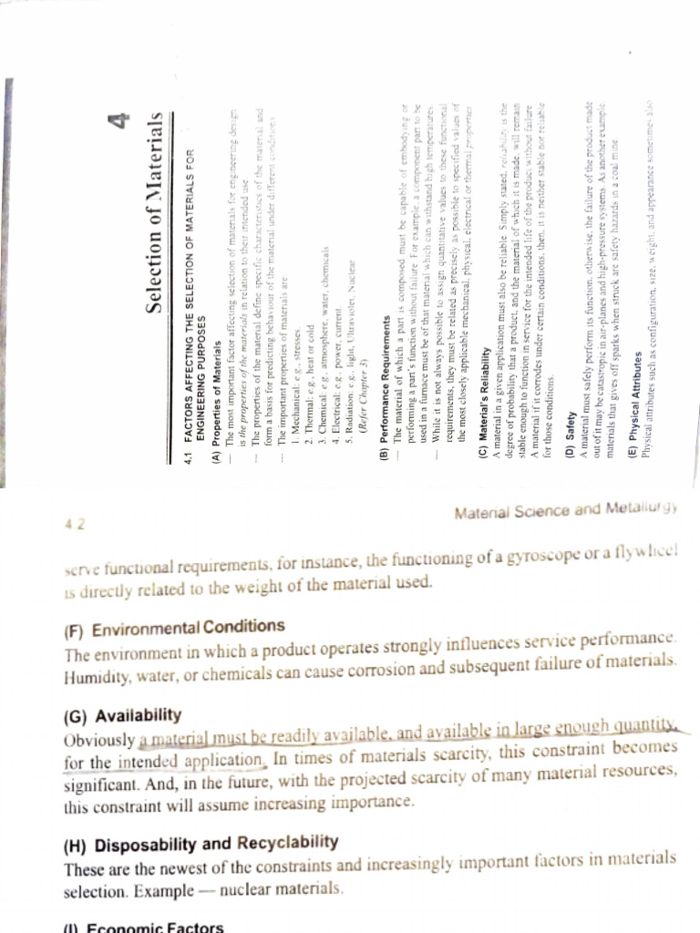 Engineering Material Selection Factors | PDF | Strength Of Materials | Mechanical Engineering