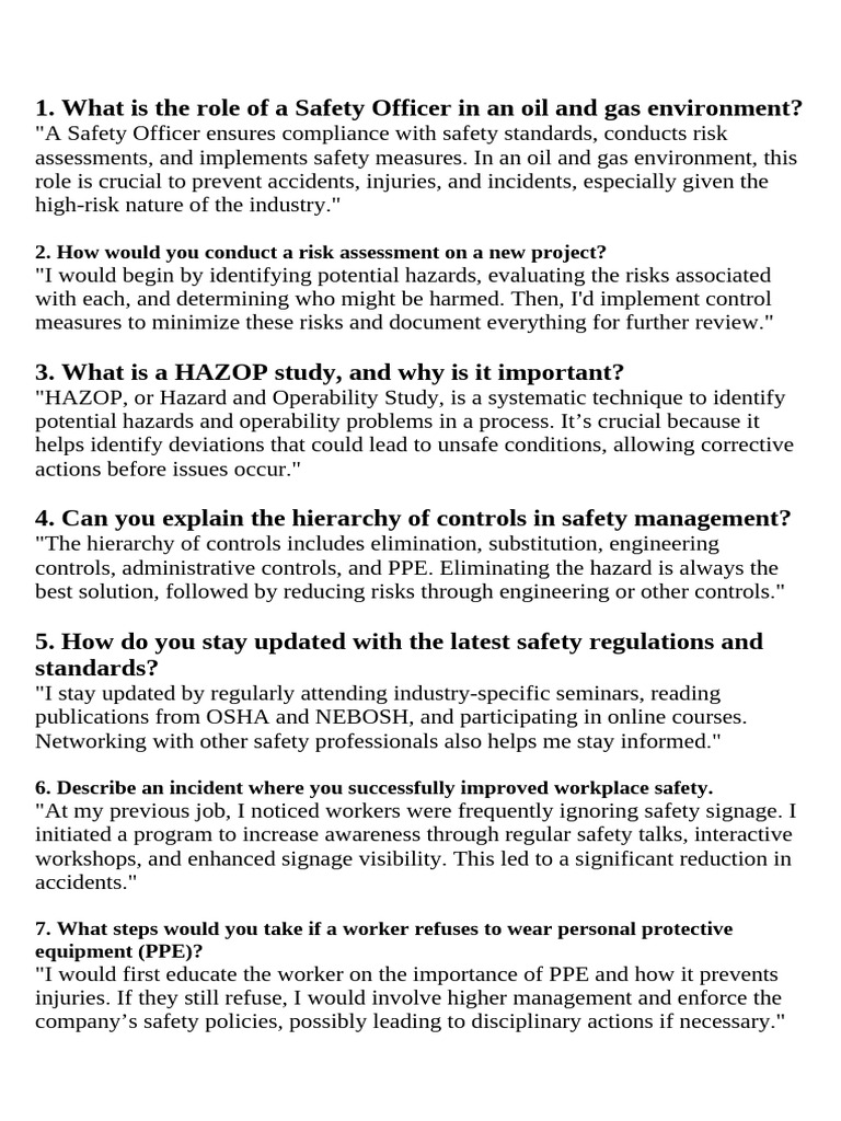 Safety Officer Roles in Oil & Gas Industry | PDF | Safety ...