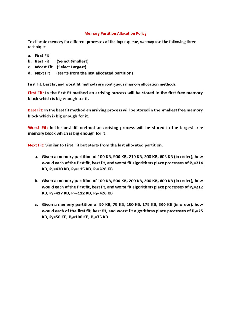3. Memory Partition Allocation Policy | PDF