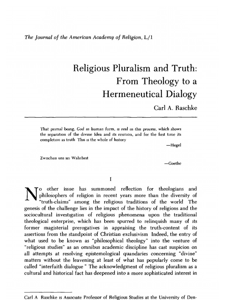 Navigating Religious Pluralism and Truth | PDF | Hermeneutics | Incarnation