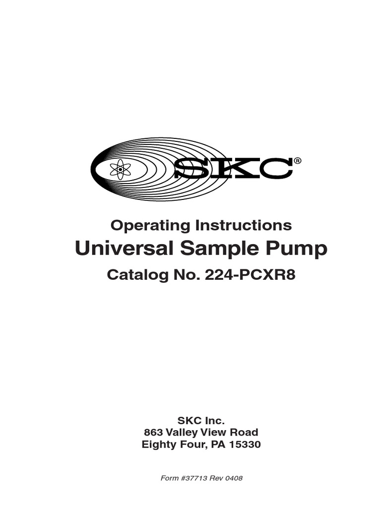 Manual Muestreador de Aire SKC Model 224-PCXR8 | PDF | Battery Charger | Pump