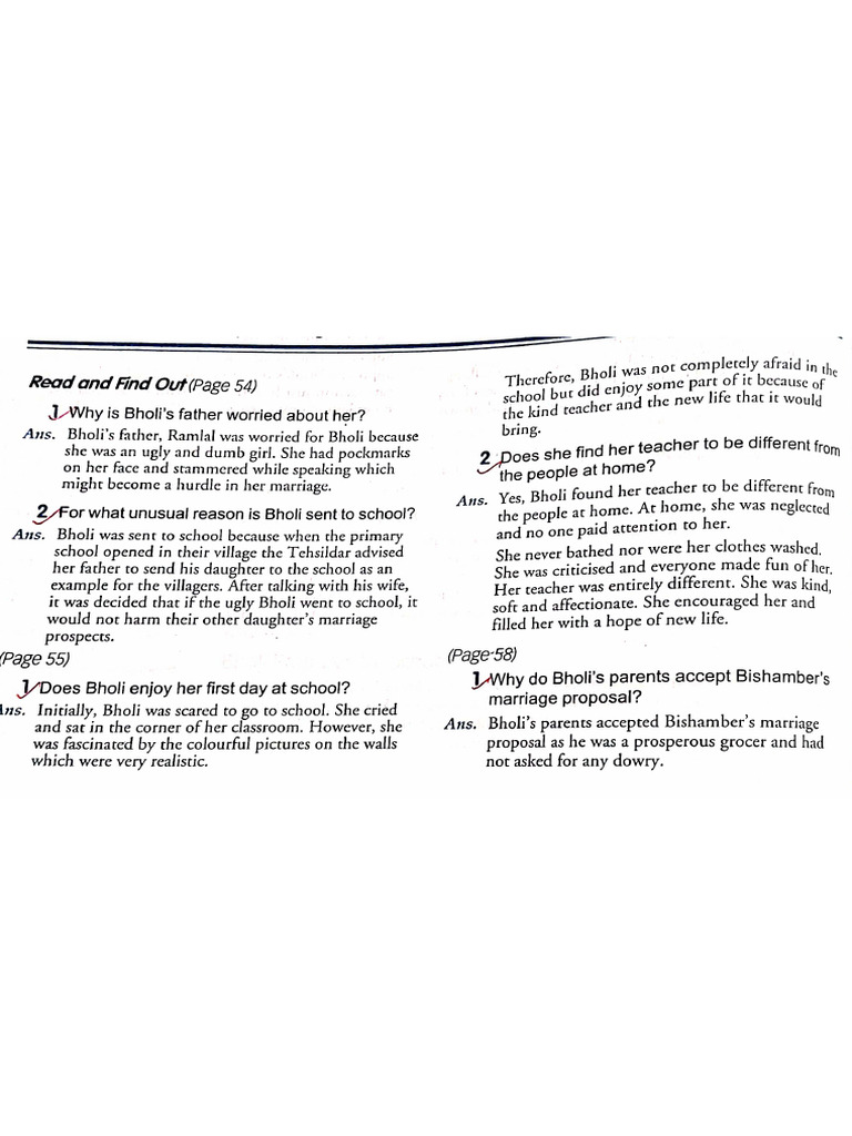Chapter Bholi Class 10 13-21 | PDF