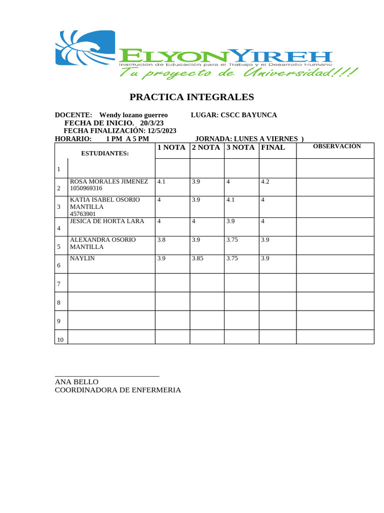 Formato de Practicas Integrales | PDF