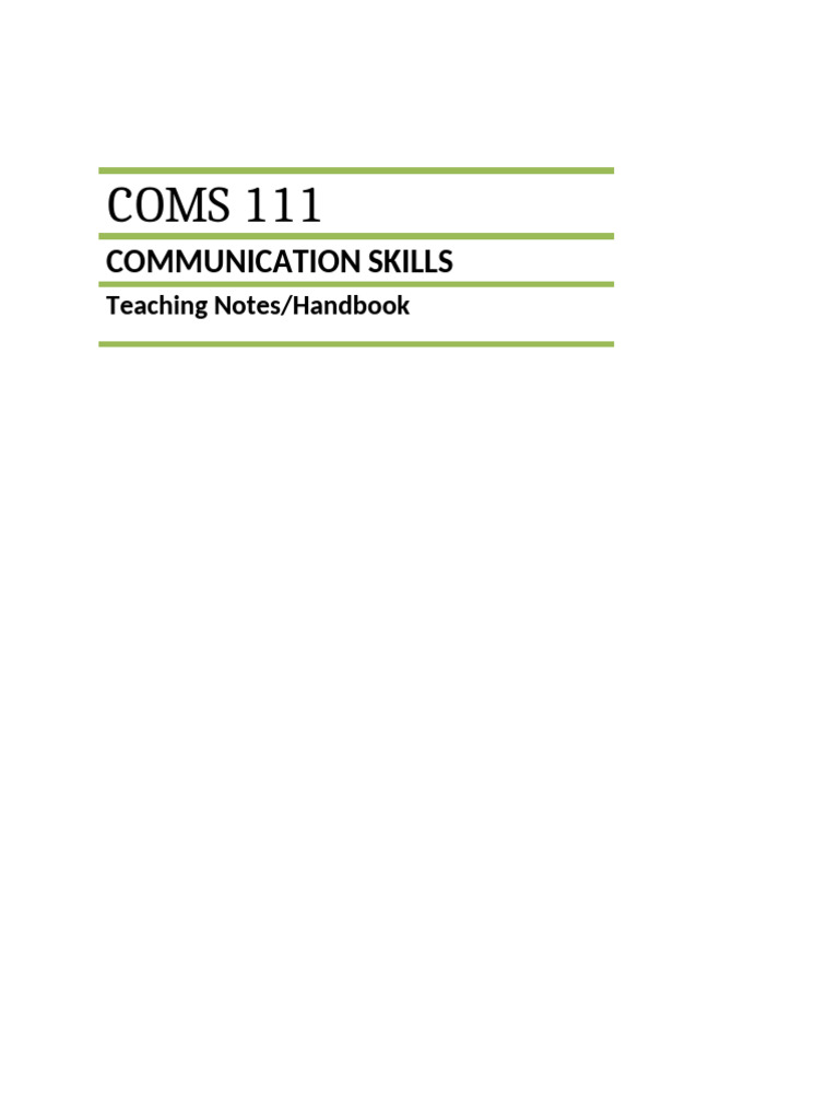 NEW COMS 111 Lecture Notes (1) - 1 (3) (1) (1) (1) - 1 | PDF ...