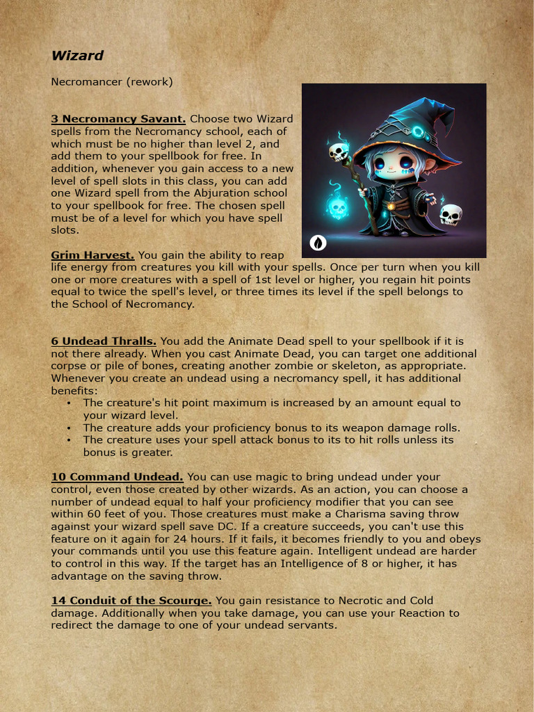 Wizard Necromancer Rework Guide | PDF