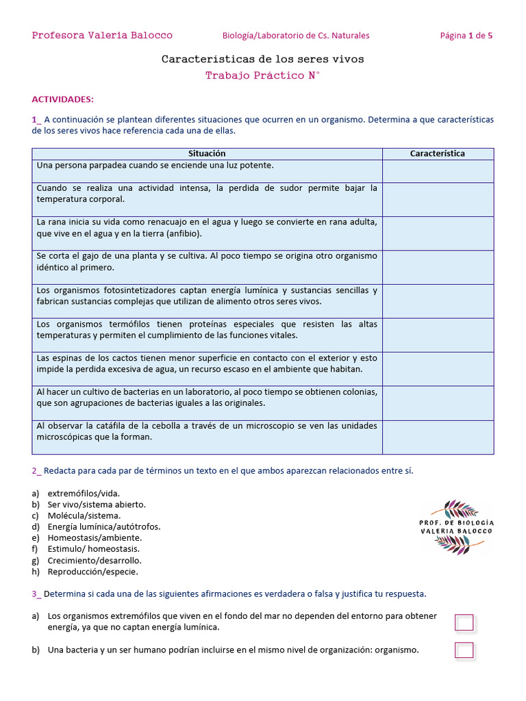 04 - Características de Los Seres Vivos | PDF | Organismos | Virus