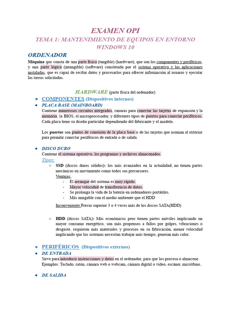 Opi 1 Trimestre | PDF | Hardware de la computadora | Disco duro