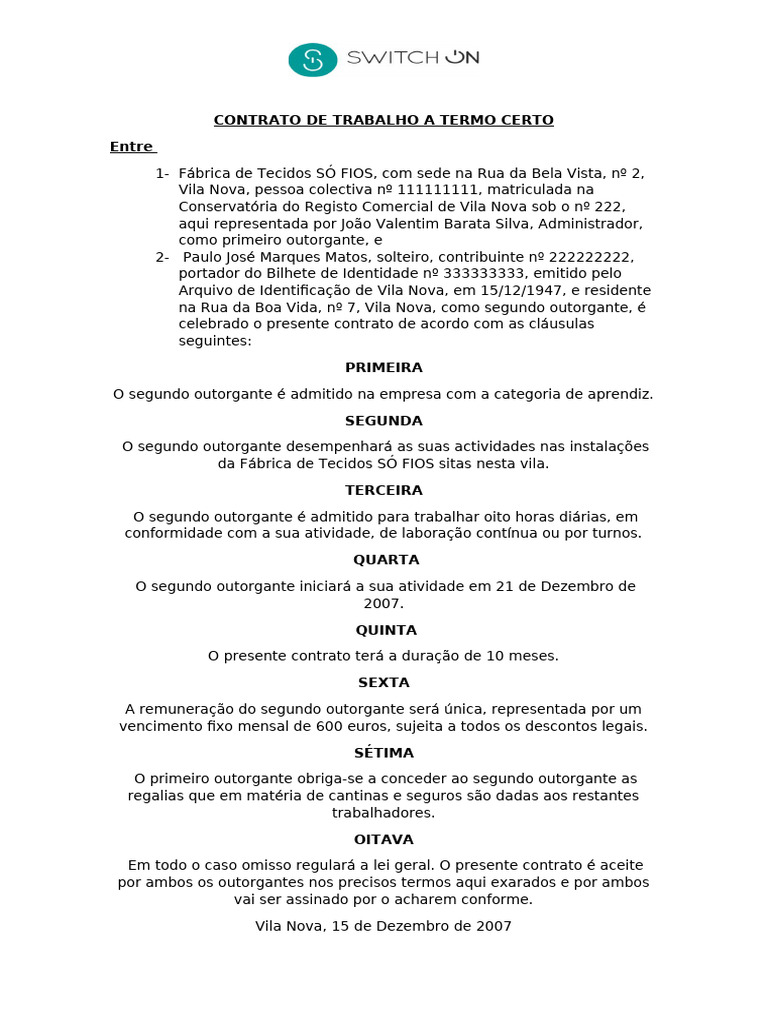 ficha_de_trabalho_contrato_de_trabalho_a_termo_certo | PDF