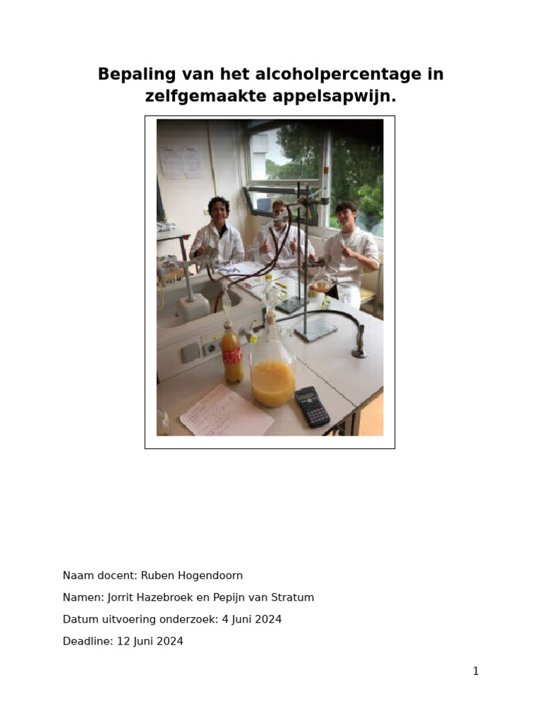 Scheikunde Mini-PWS Eindverslag 5V Jorrit en Pepijn | PDF