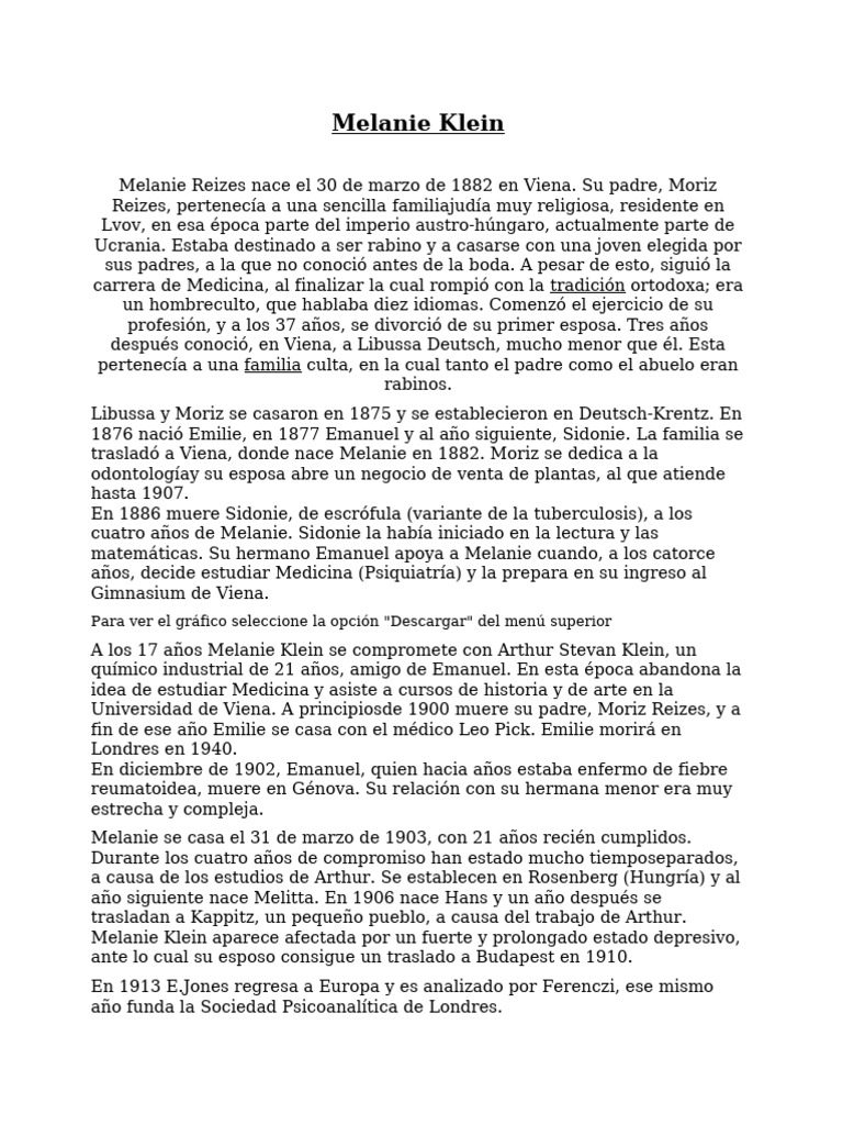 M. Klein - Biografia-Intr. Posiciones | PDF | Psicoanálisis | Ciencias del comportamiento