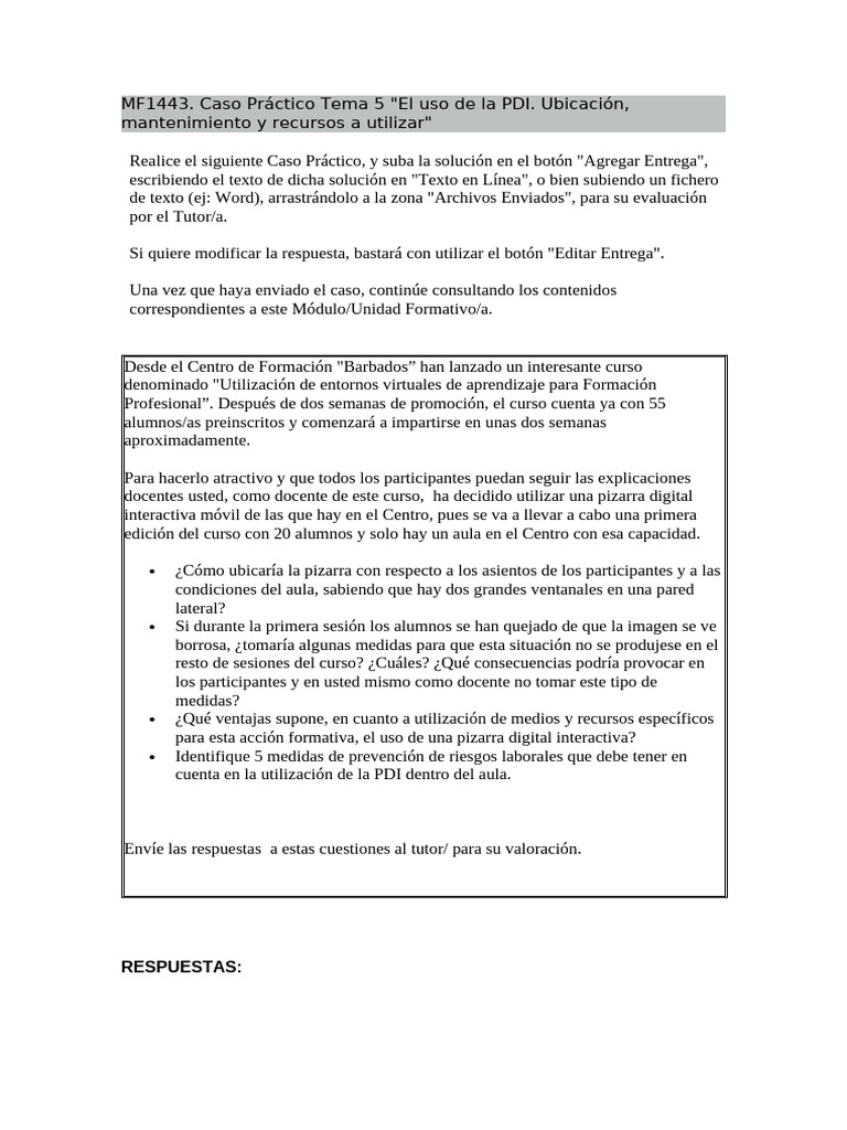 Caso Practico #5 | PDF | Salón de clases