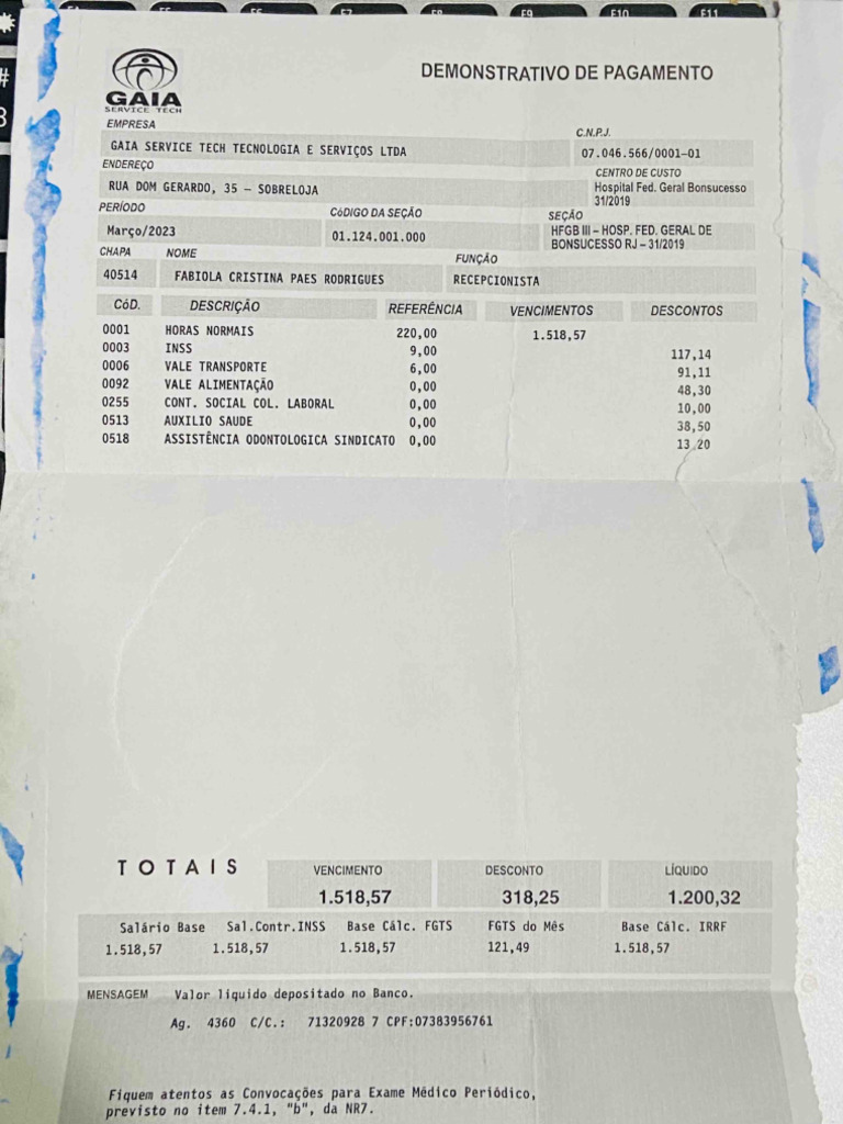 Contracheque Fabiola | PDF