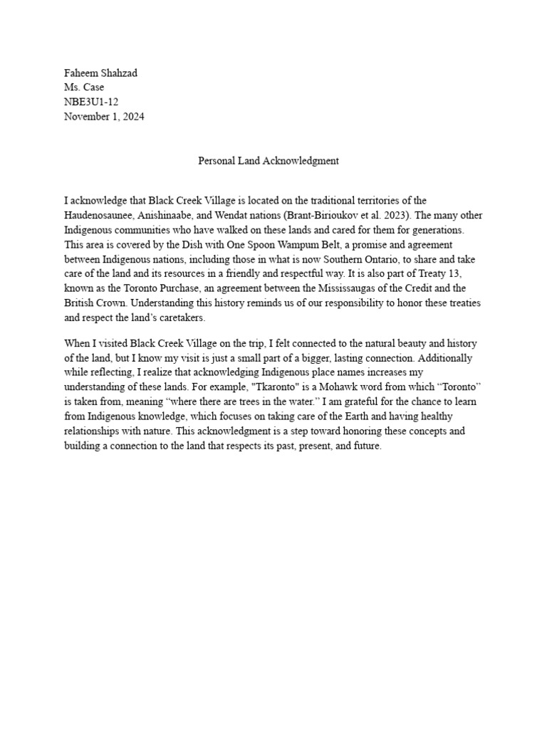 Personal Land Acknowledgment Statement | PDF | Indigenous Peoples Of ...