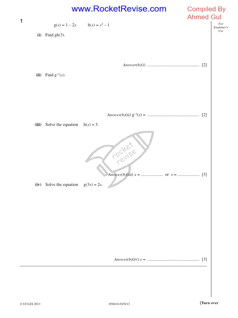 Functions QP topicals olevel maths 4024 | PDF | Mathematics | Mathematical Objects