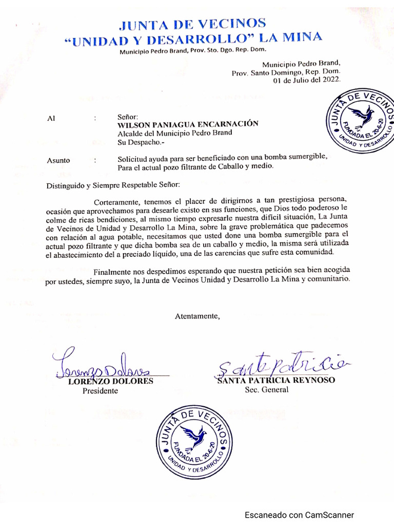 Solicitud de La Junta de Vecinos | PDF