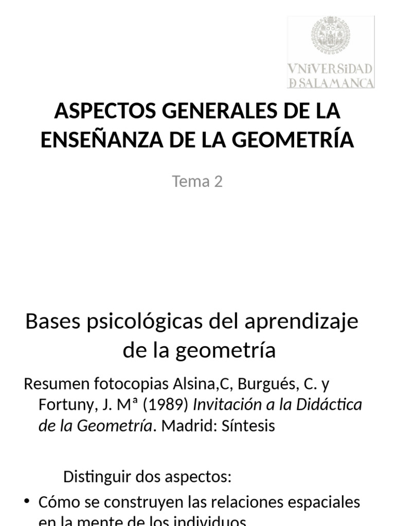 T.2.-Aspectos Generales de La Ensenanza de La Geometria | PDF | Espacio | Geometría