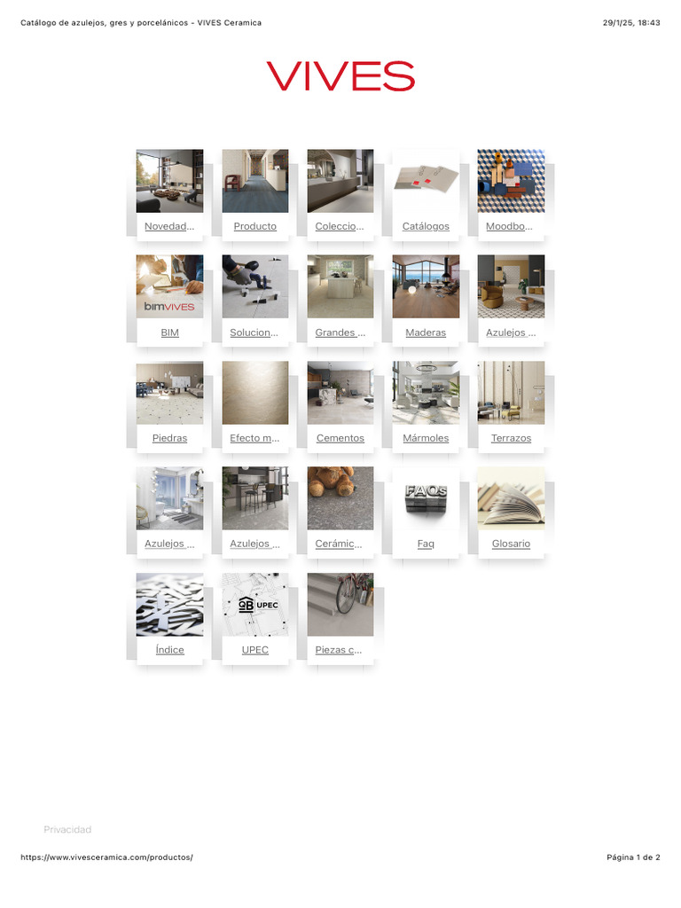 Catálogo de Azulejos y Gres VIVES | PDF