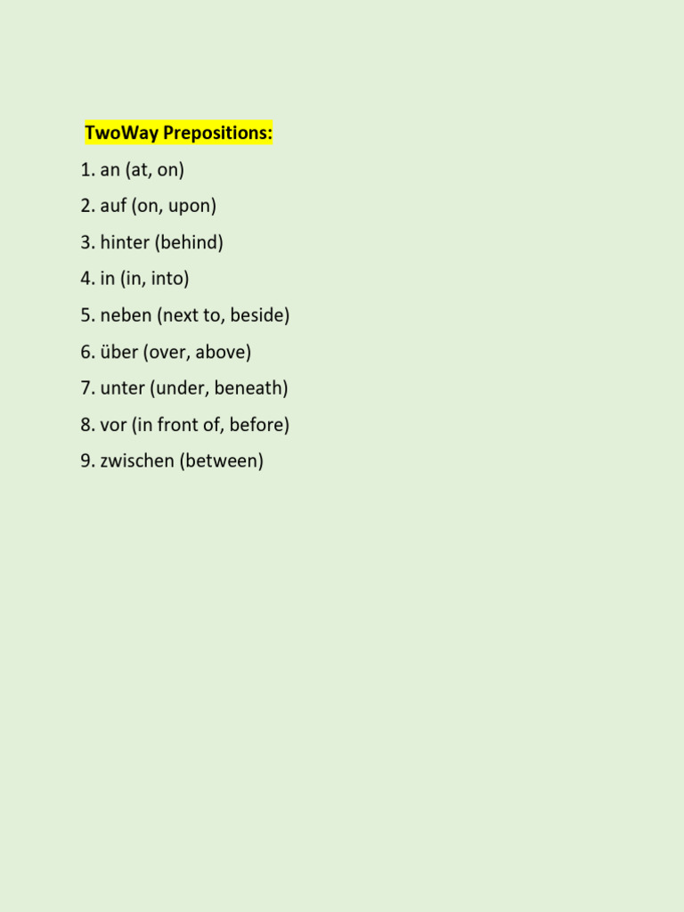 TwoWay Prepositions | PDF