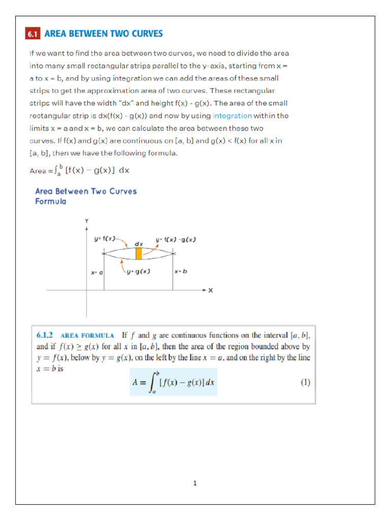 Sec6.1. Area Between Two Curves | PDF
