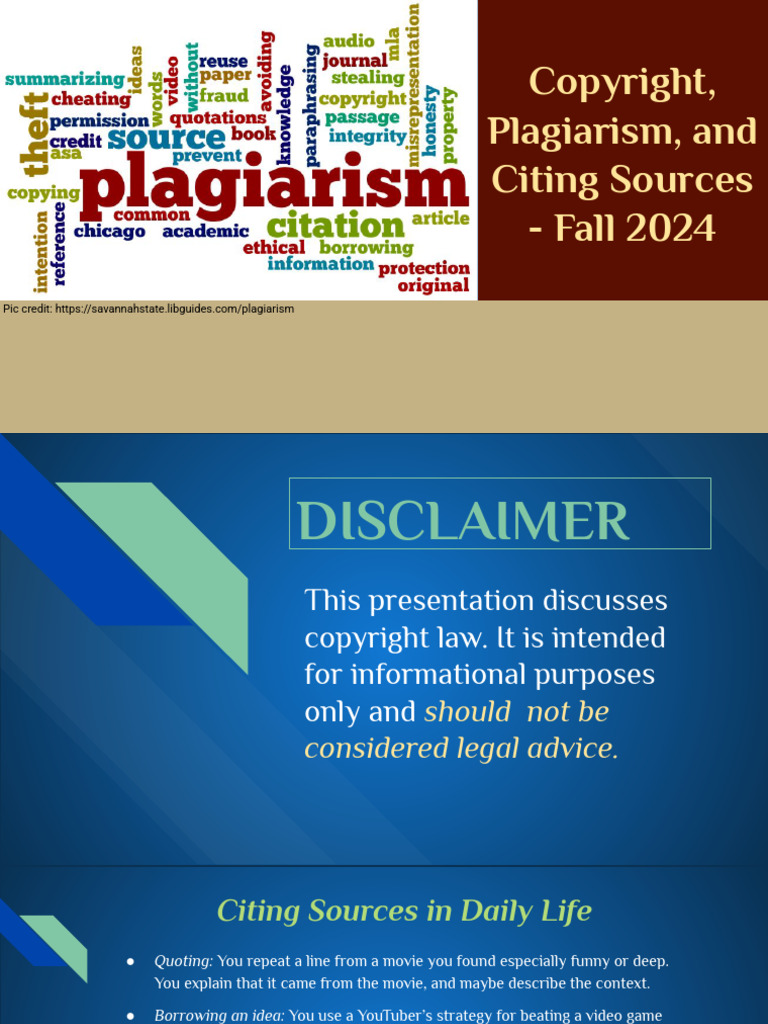 Copyright, Plagiarism, and Citing Sources - Fall 2024 | PDF | Copyright ...