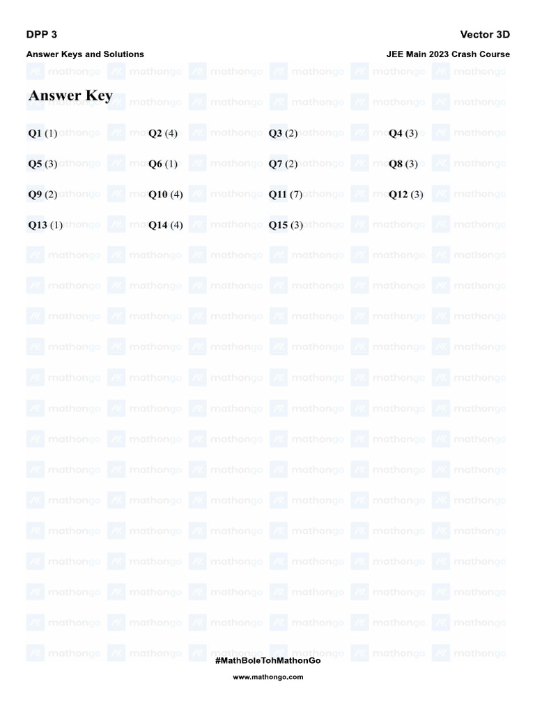 Vector 3D DPP 3 Solutions | PDF